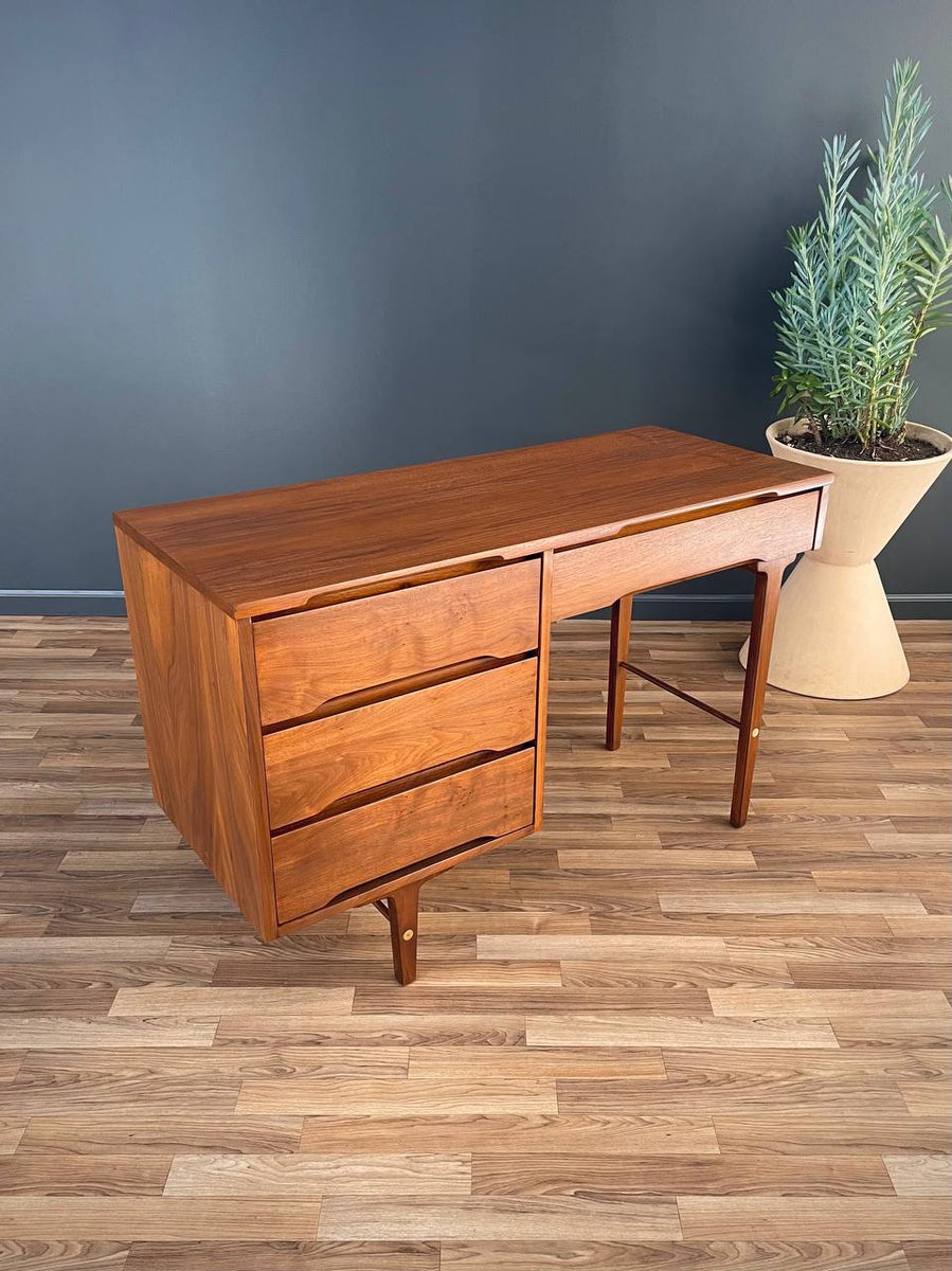 Mid Century Modern Walnut Writing Desk by Stanley Furniture c.1960 s Vintage Supply