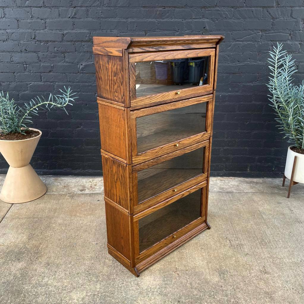 Vintage Stackable Barristers Oak Shelf Bookcase with Glass Doors, c.19 – Vintage Supply