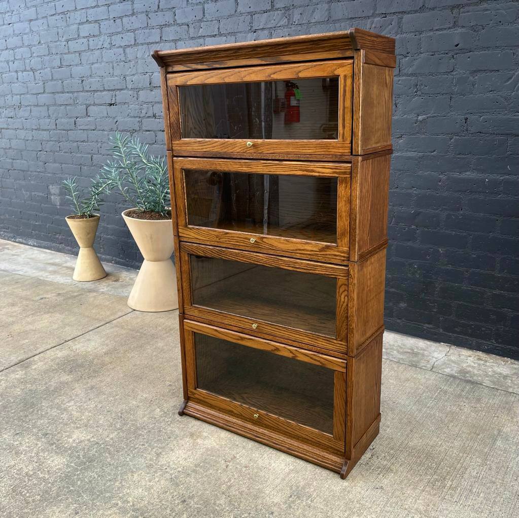 Vintage Stackable Barristers Oak Shelf Bookcase with Glass Doors, c.19 – Vintage Supply