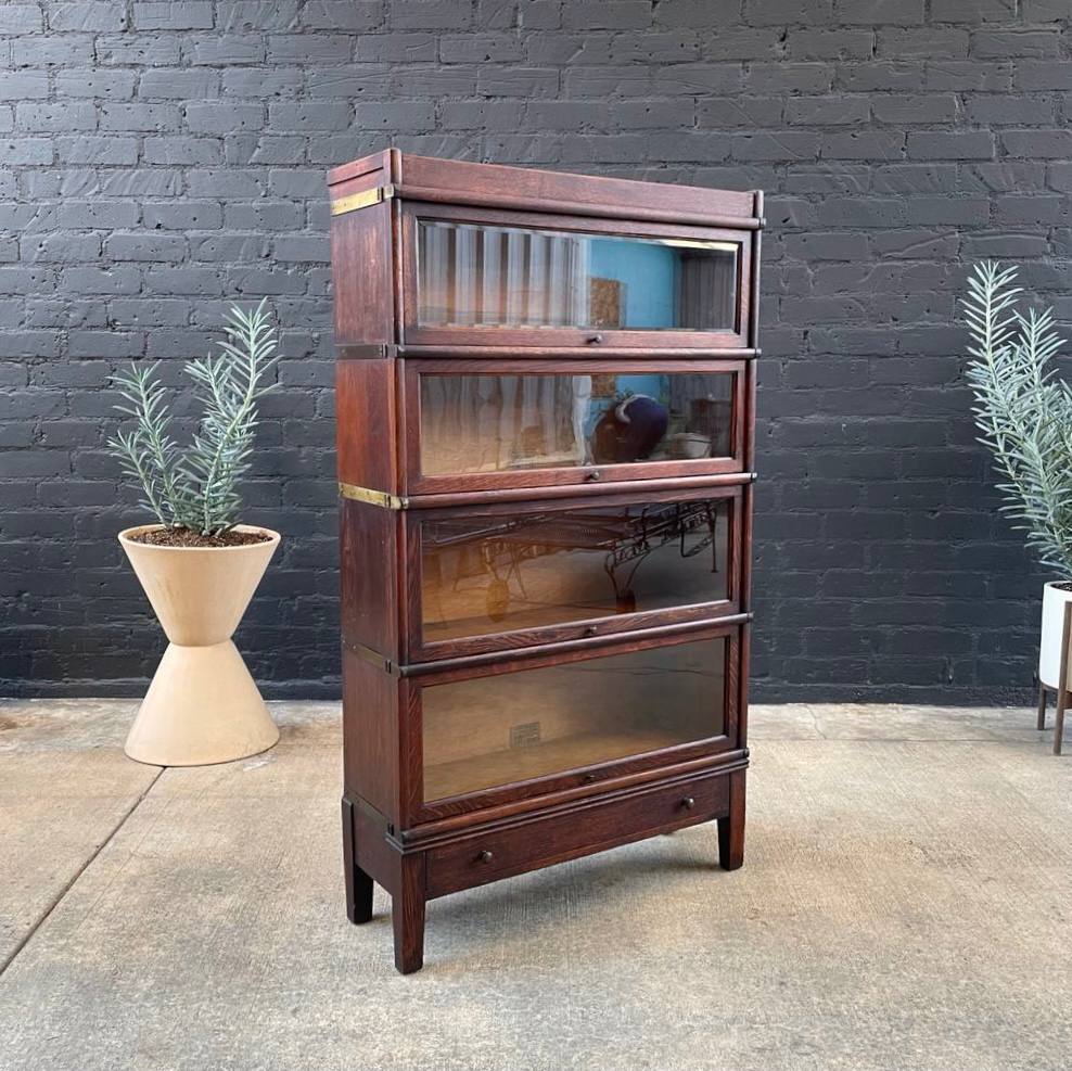 Vintage Stackable Barristers Oak Shelf Bookcase with Glass Doors, c.19 – Vintage Supply