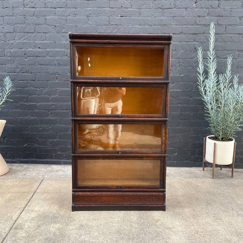 Vintage Barristers Oak & Glass Stackable Bookcase by Globe Wernicke, c – Vintage Supply