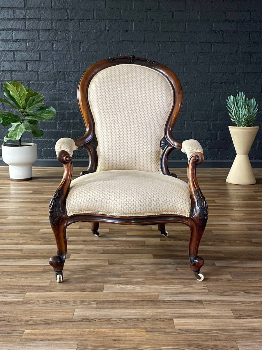 Antique Victorian Carved Wood Arm Chair, c.1940’s – Vintage Supply