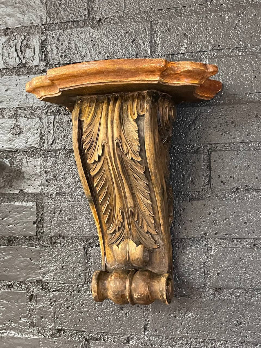 Pair of Classical Italian Painted & Carved Wood Wall Brackets, c.1940 ...