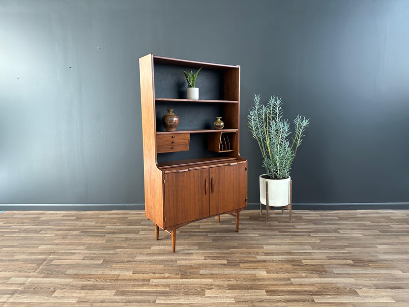 Pair of Mid Century Modern Walnut Night Stands w/ Cane Pulls & Bookcas ...