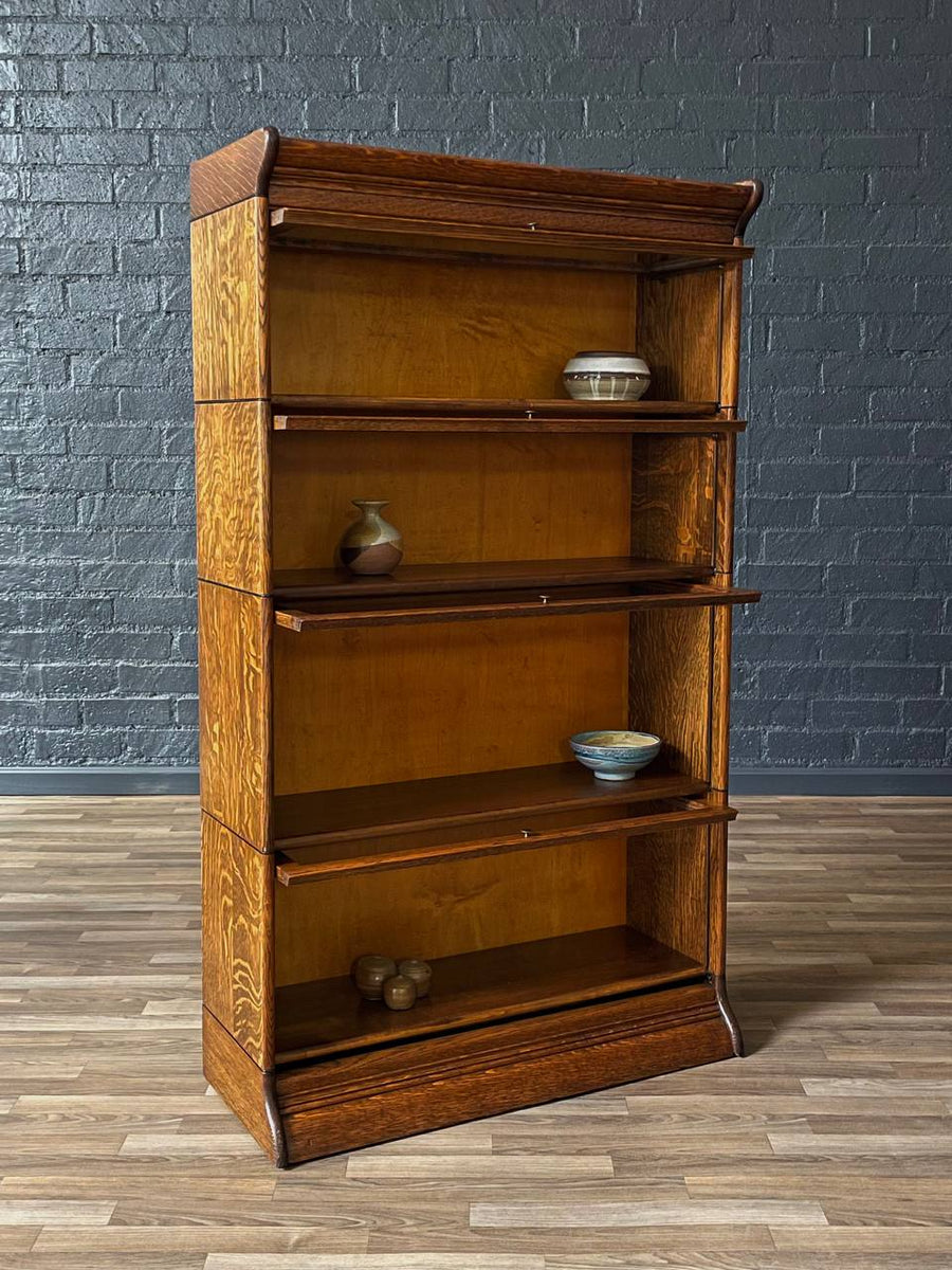 Antique Stackable Barristers Oak Bookcase w/ Glass Sliding Doors, c.19 ...