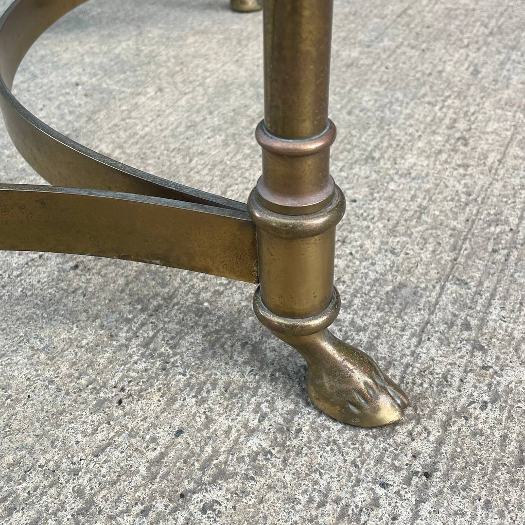 Mid-Century Modern Italian Brass & Glass Coffee Table with Hoof Feet, c ...