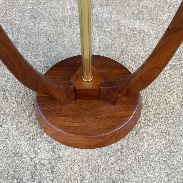 Mid Century Modern Walnut And Brass Floor Lamp With Side Table C1960s