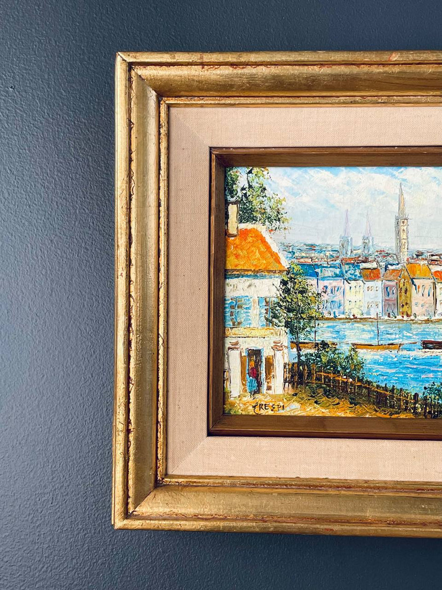 Vintage Mediterranean Port Painting by David Crespi – Vintage Supply