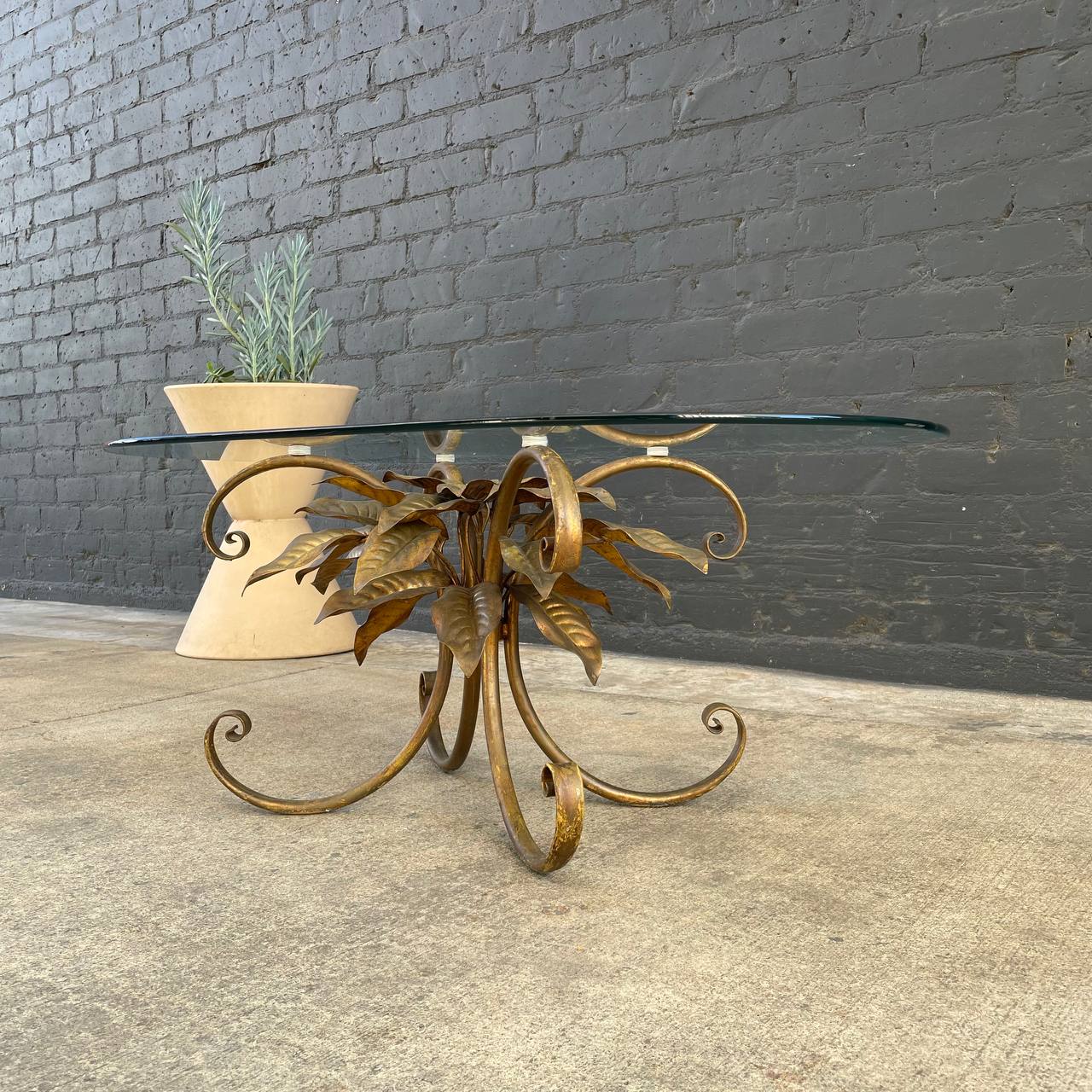 Vintage Gilt Metal Flower Side Table with Glass Top, c.1960’s – Vintage ...