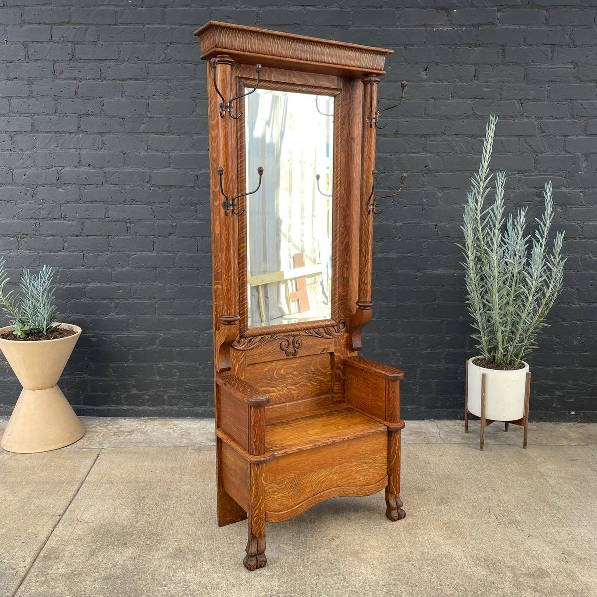 Antique Oak Dressing Mirror Stand with Claw Feet, c.1960’s – Vintage Supply