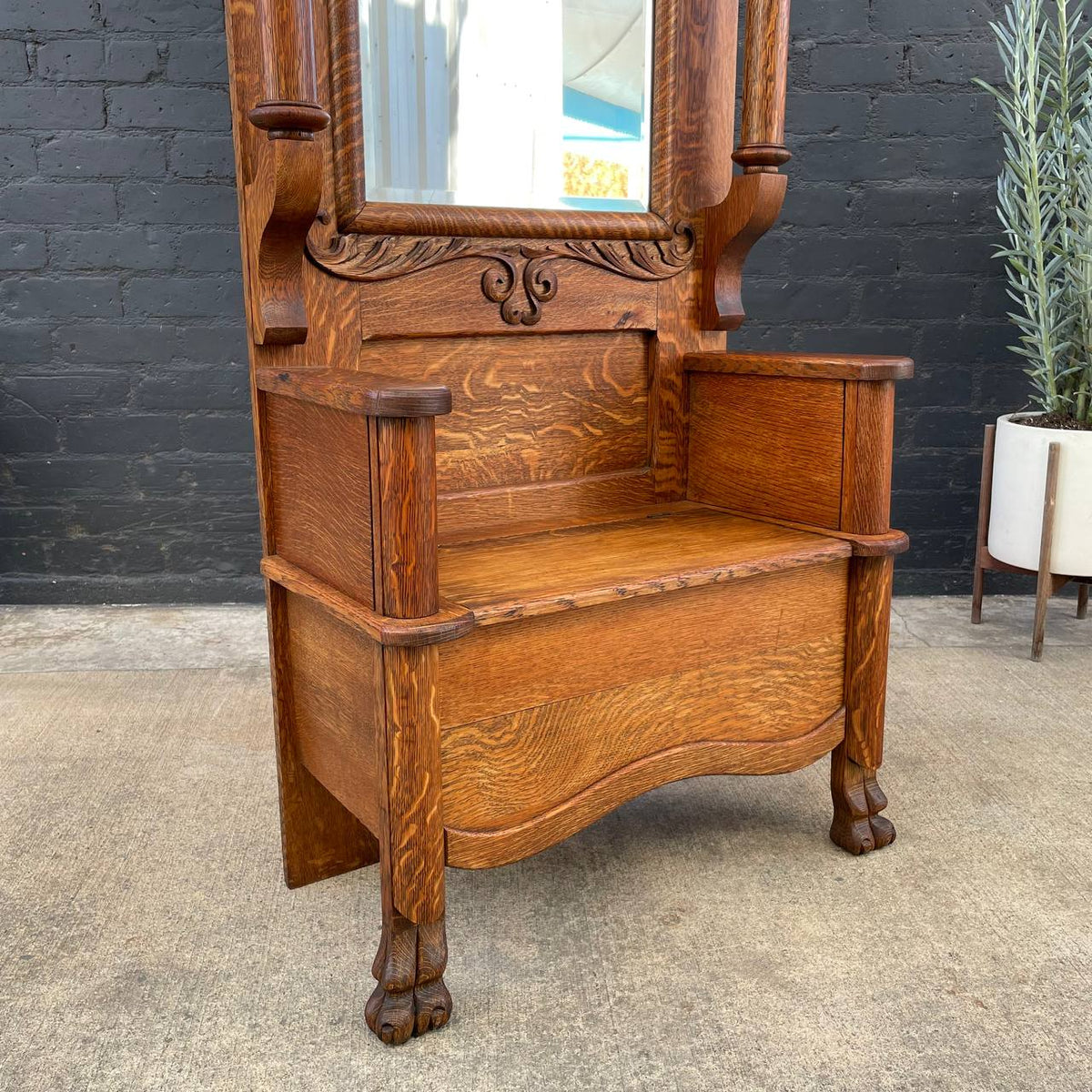 Antique Oak Dressing Mirror Stand with Claw Feet, c.1960’s – Vintage Supply