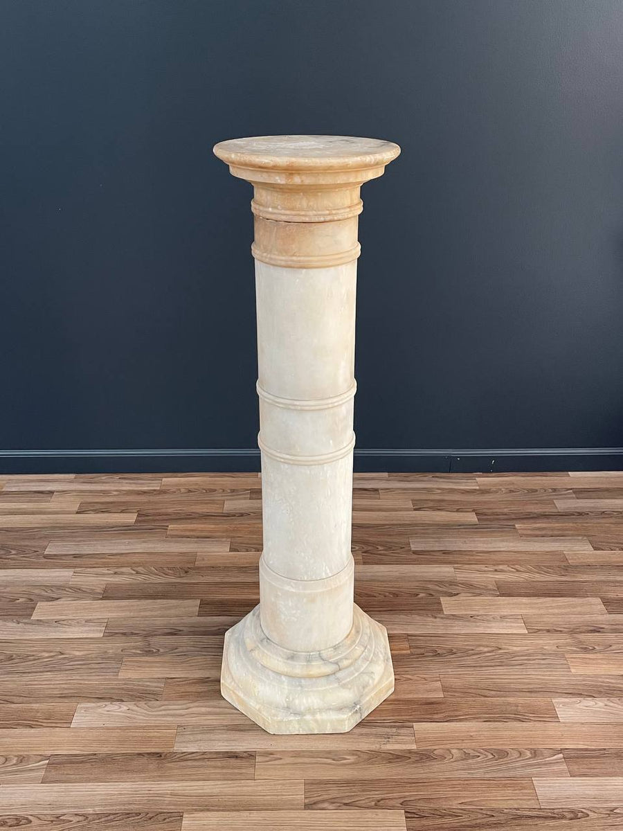 Neoclassical Column Marble Stone Pedestal Stand, c.1930’s | Vintage ...