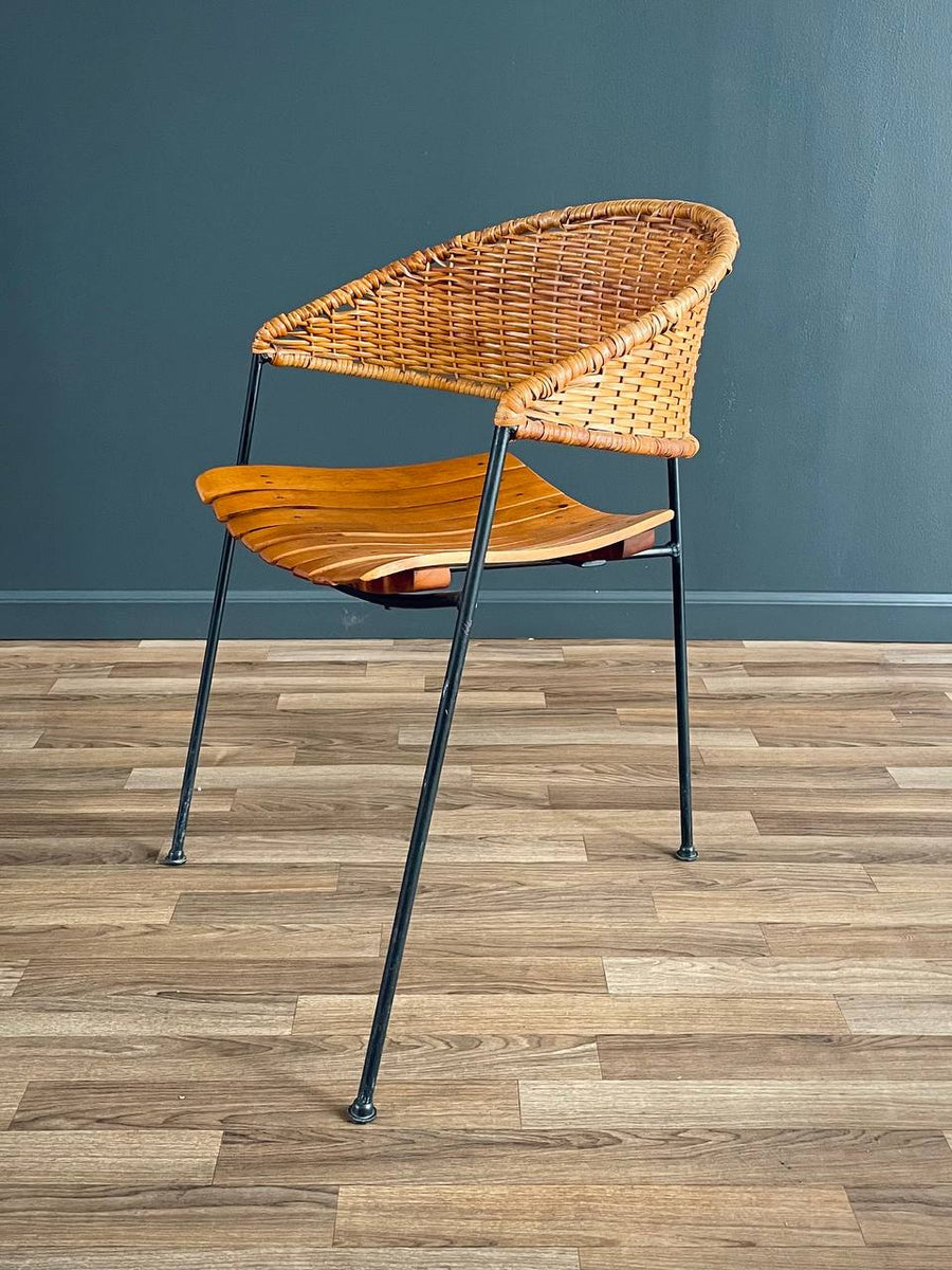 Mid-Century Modern Arthur Umanoff Cane Tri-Leg Chair, c.1950’s ...