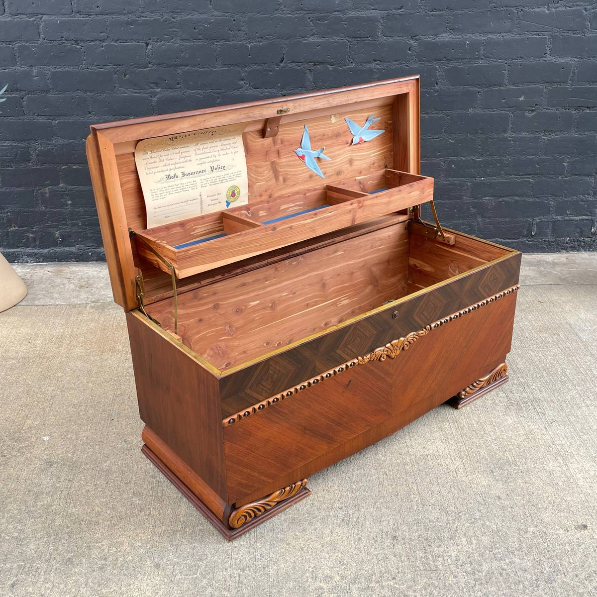 Vintage Walnut & Rosewood Chest Trunk with Carved Details, 1950’s ...