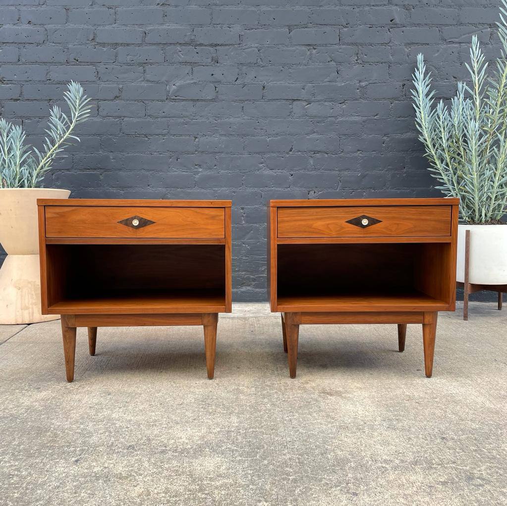 Pair of Mid-Century Modern Walnut Night Stands by Basic Witz Furniture ...