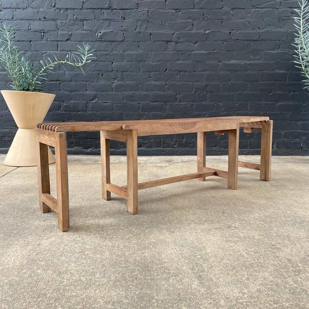 Patinated Teak Slatted Expanding Bench – Vintage Supply