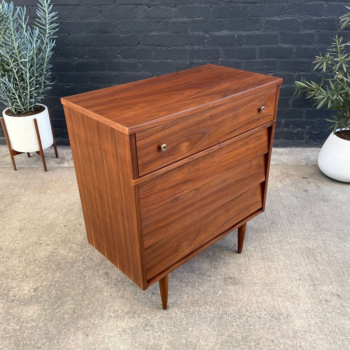 Mid-Century Modern Walnut Highboy Chest of Drawers by Harmony House, c ...