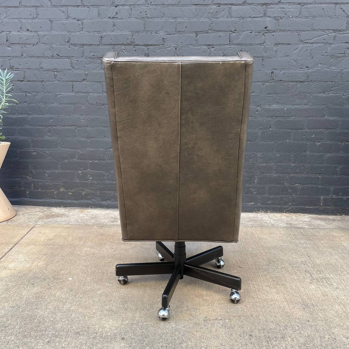 Original Grey Leather Adjustable Office Wing Chair by Crate & Barrel ...