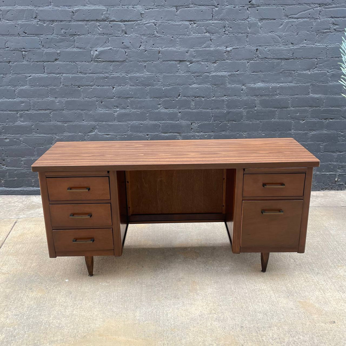 Mid-Century Modern Walnut Desk with Finished Back, 1960’s – Vintage Supply