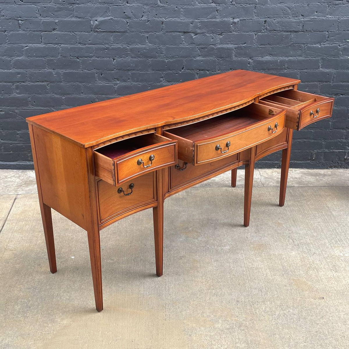 American Antique Federal Style Mahogany Sideboard Buffet Credenza, c.1 ...