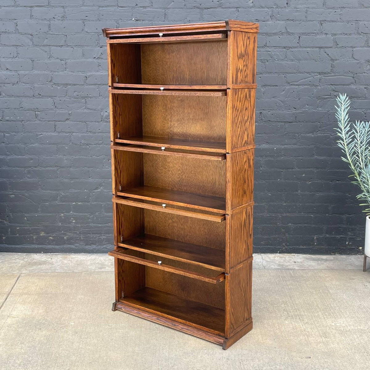 Vintage Tall Barristers Oak & Glass Bookcase Shelf, c.1970’s – Vintage Supply
