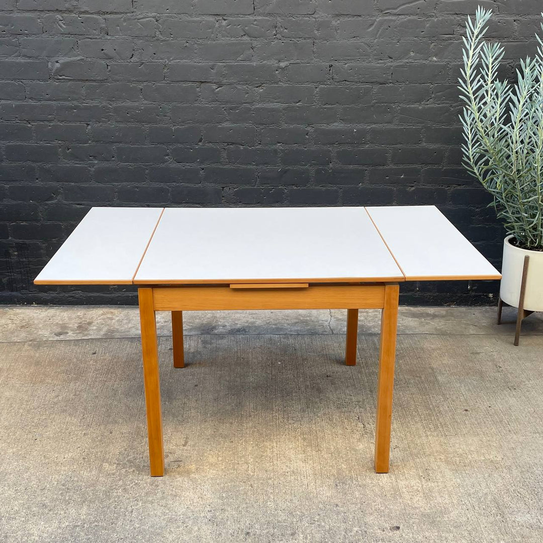 Mid-Century Modern Expanding Draw-Leaf Dining Table Set with 4 Chairs ...