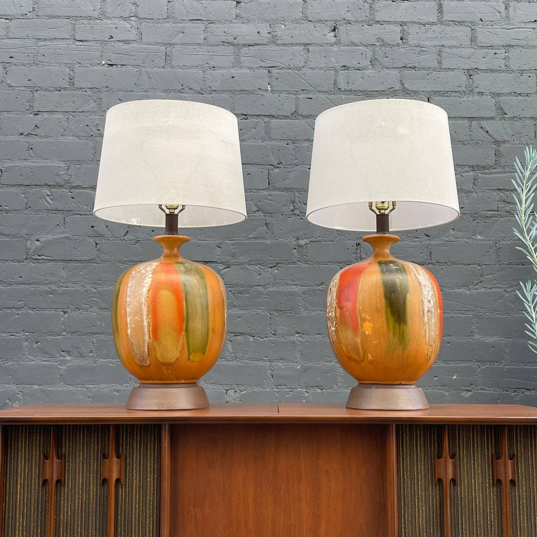 Vintage Mid-Century Modern Glazed Ceramic Table Lamps, c.1960’s ...