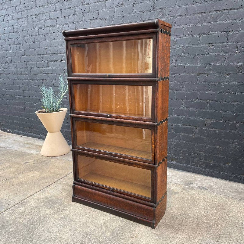 Vintage Barristers Oak & Glass Stackable Bookcase by Globe Wernicke, c – Vintage Supply